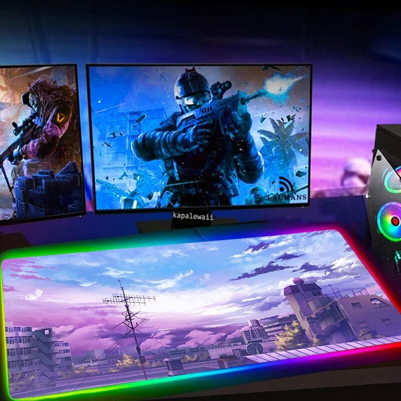 Carpet Gaming Mouse Pink Mouse Pad Pc RGB Landscape Sailor Mouse Pad ...