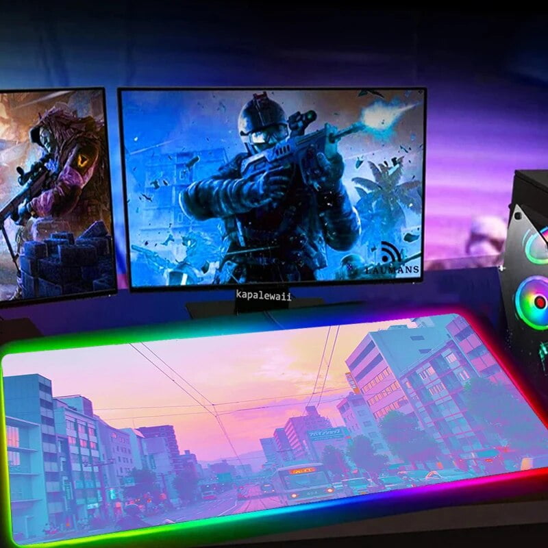 Carpet Gaming Mouse Pink Mouse Pad Pc RGB Landscape Sailor Mouse Pad ...