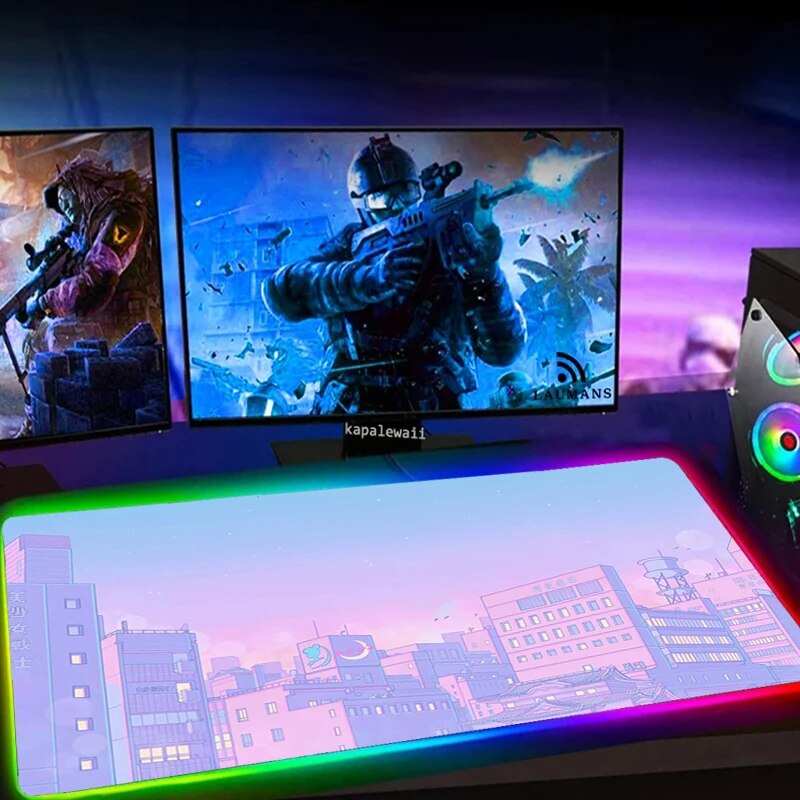 Carpet Gaming Mouse Pink Mouse Pad Pc RGB Landscape Sailor Mouse Pad ...