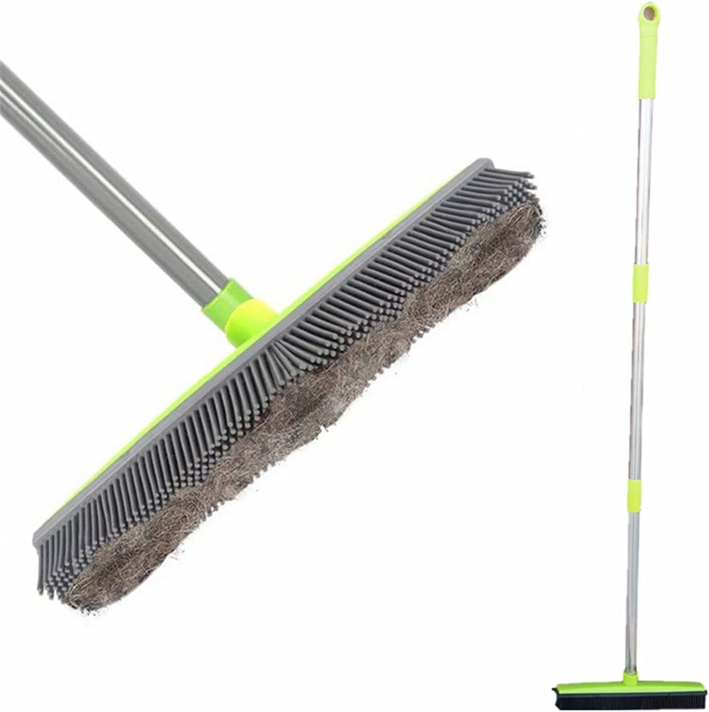 Carpet Hair Removal Broom with Squeegee, Rubber Floor Broom Carpet Rake ...
