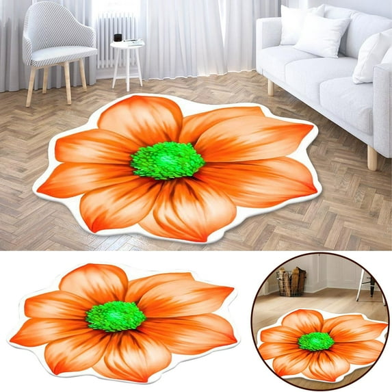 Carpet,Heat Transfer 3D Shaped Flower Floor Mat Sofa Bedroom Living ...