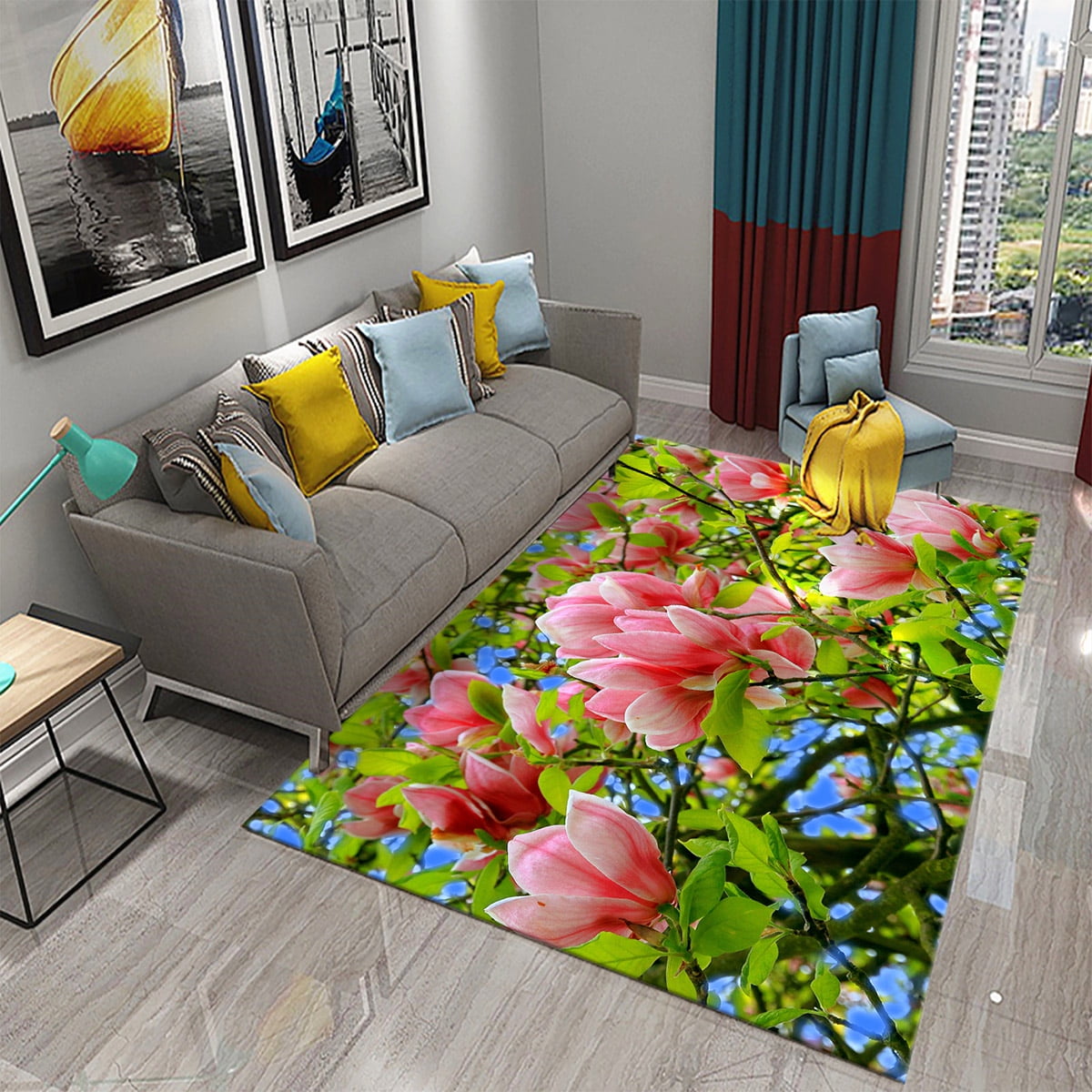 Carpet Magnolia Flower Carpet Pink and White Flower Rugs Door Mats ...