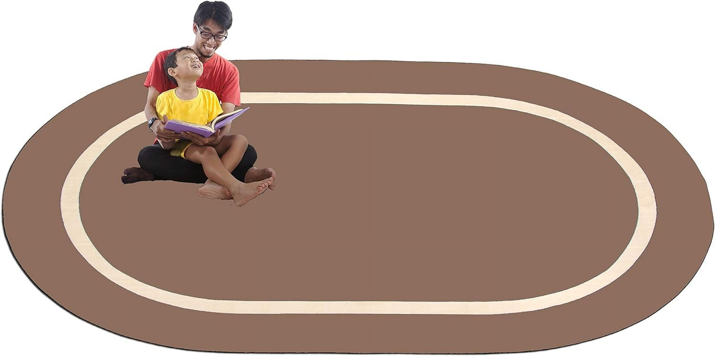 Carpet Montessori Classroom Rug 4' X 6' Oval, Tan/Crème Children's ...