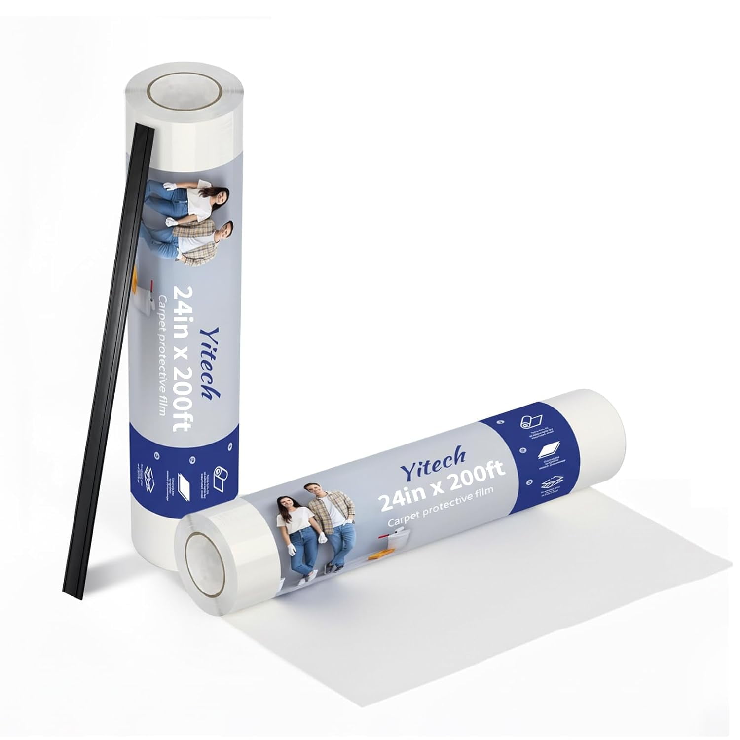 Carpet Protection Film 24" x 200' – Self-Adhesive Clear Plastic Floor ...