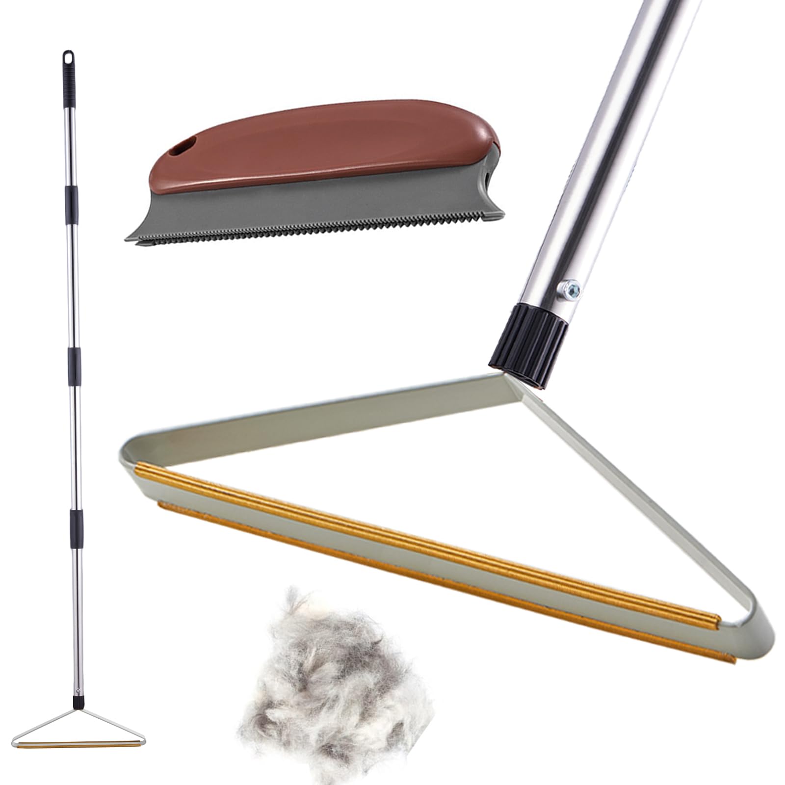 Carpet Rake for Pet Hair Removal with 60″ Long Handle, 1 Mini Carpet ...