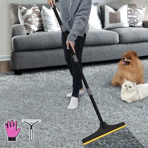 Carpet Rake for Pet Hair Removal, Reusable Pet Hair Remover with 60 ...