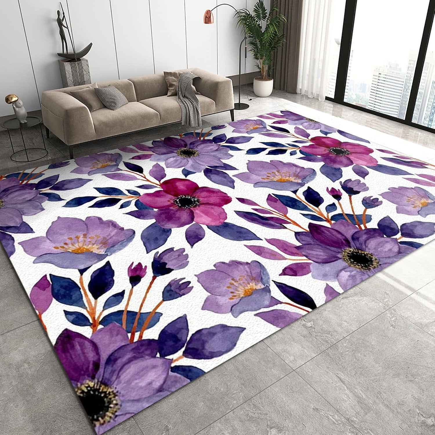 Carpet Of Red And Purple Five Petals, Area Rugs On White Background ...