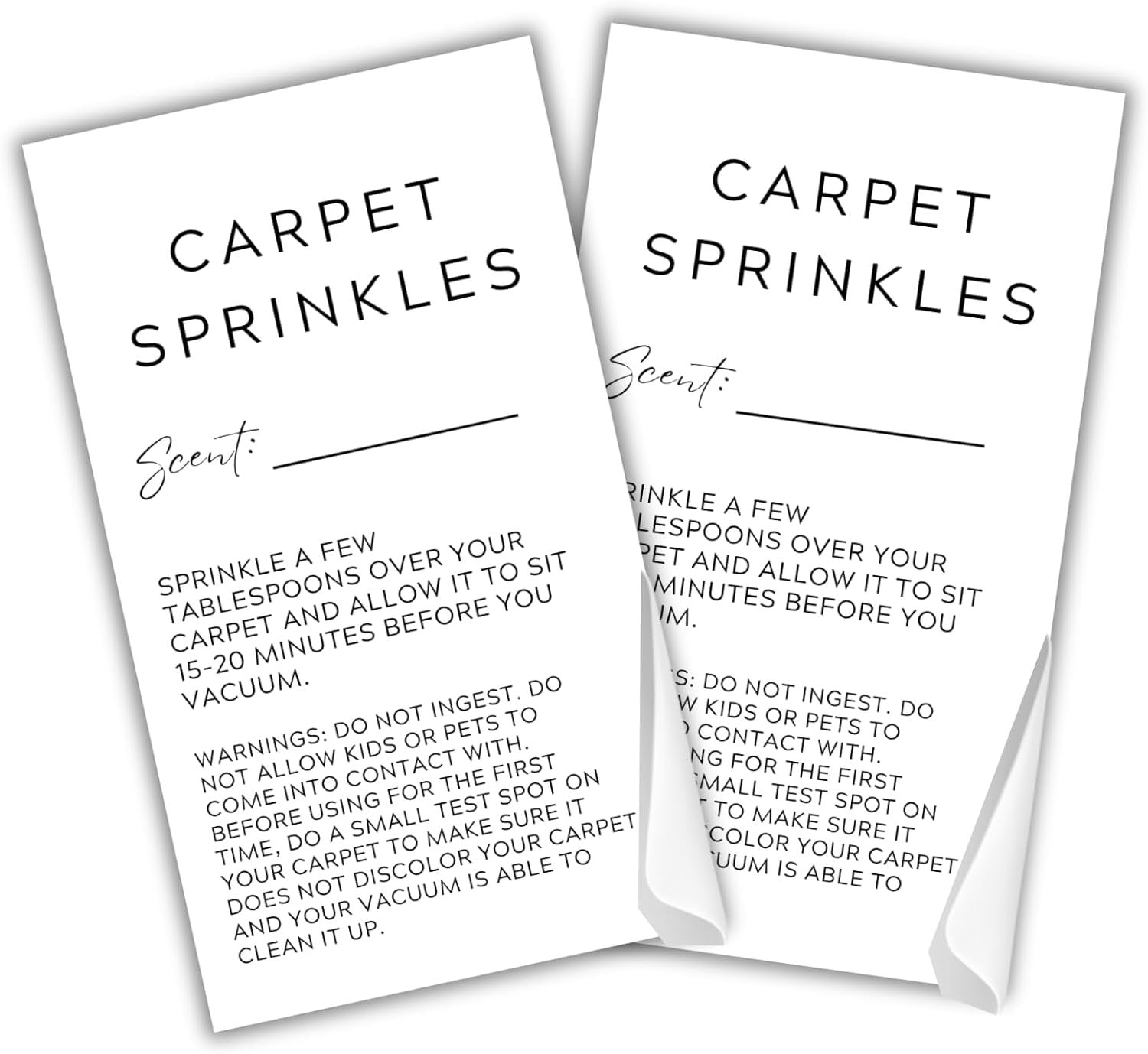 Carpet Sprinkle Jar Label with Instructions Sticker 30 pk 2 x 3.5 Scent ...