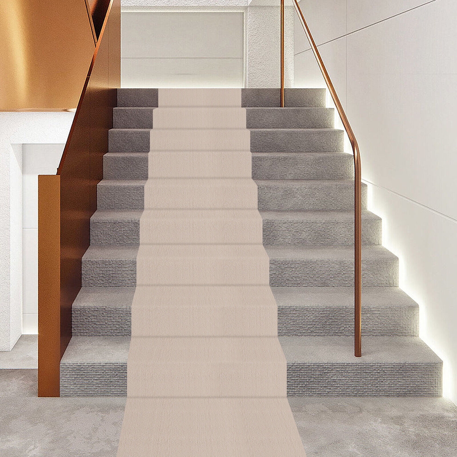 SENDERPICK Non-Slip Carpet Stair Runner in Soft Grey Color for Indoor ...