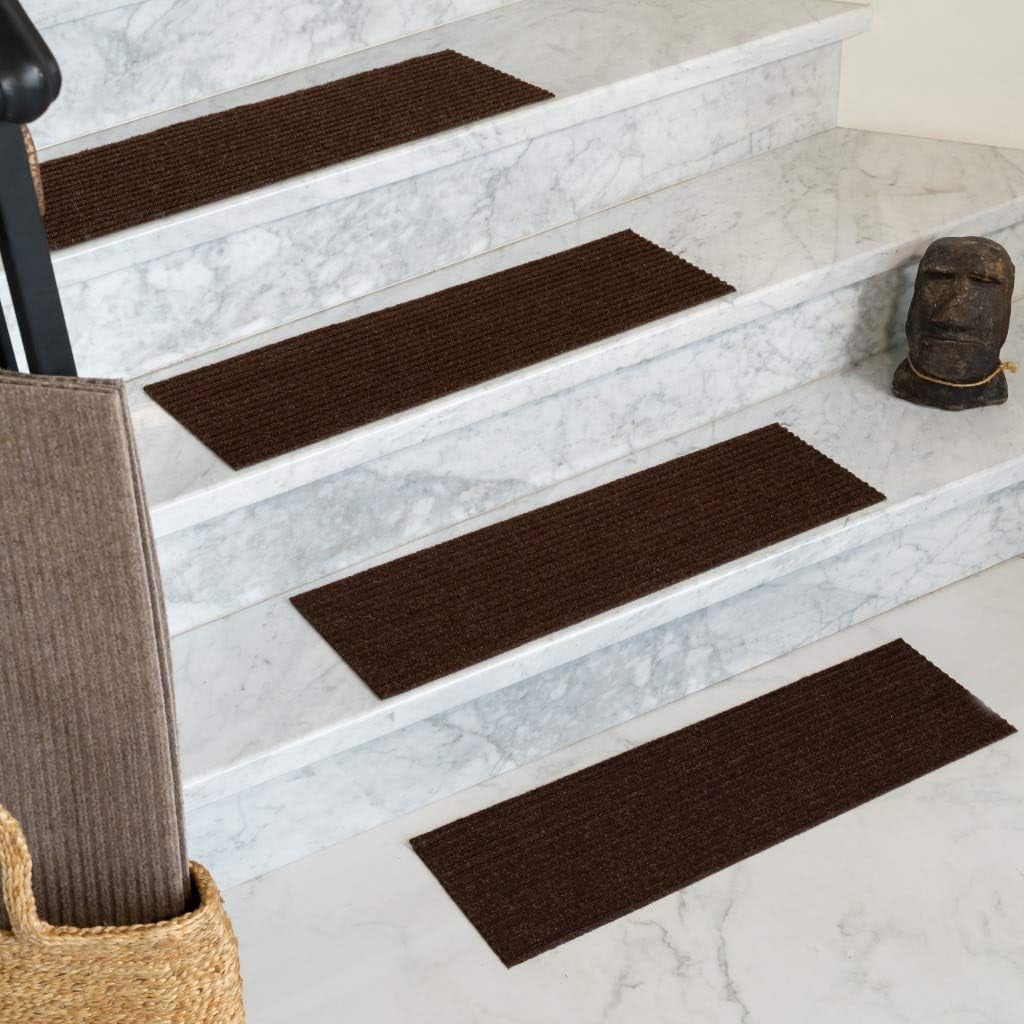 Carpet Stair Treads Halton, Non Skid Rubber Backed, Chocolate 9" x 29 ...