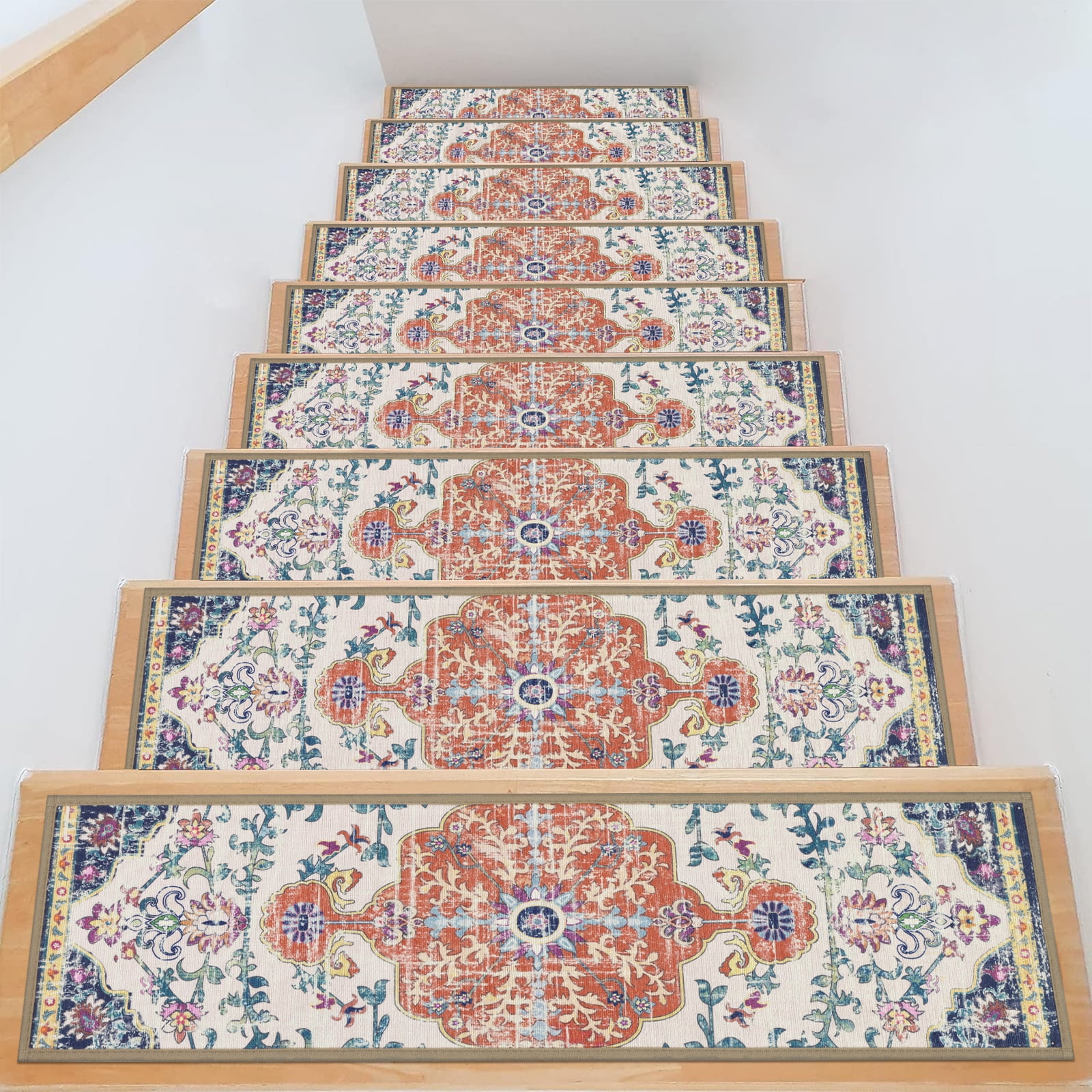 Carpet Stair Treads for Wooden Steps Indoor 15 Pack 8" X 30" Peel and ...