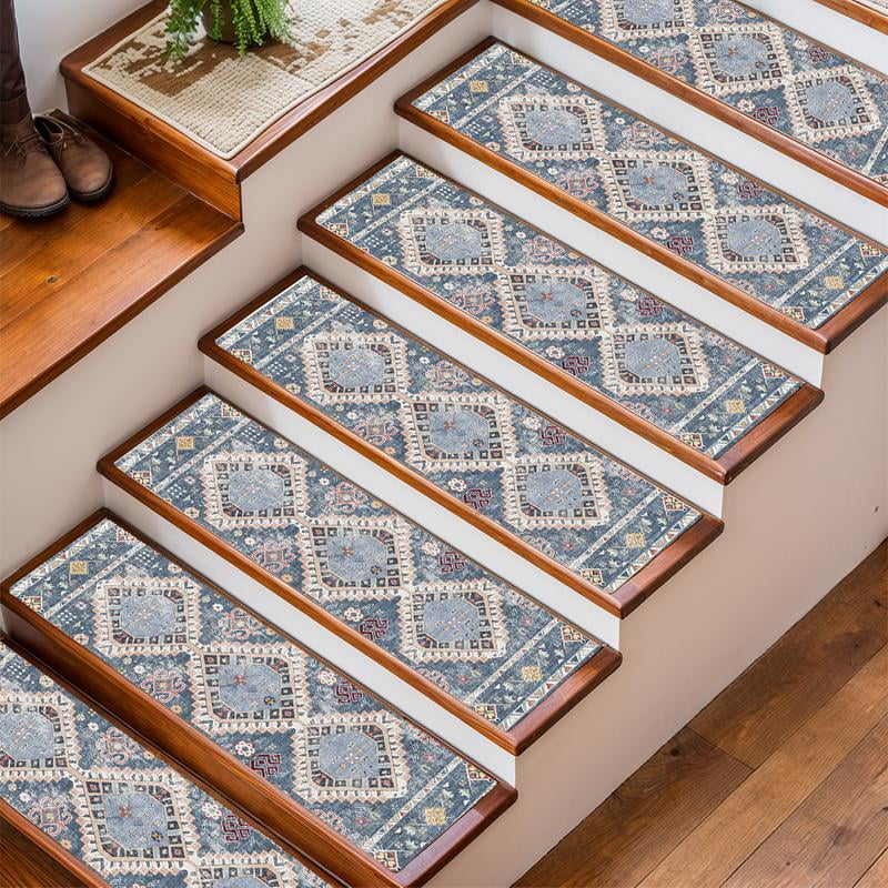 Carpet Stair Treads for Wooden Steps - 30" x 8" Reusable Non-Slip Tread ...