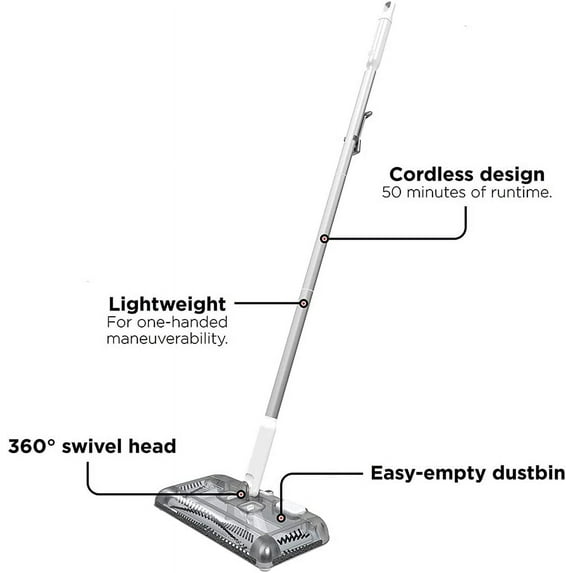 Carpet Sweeper 50 Minute Lithium Floor Sweeper, Multi-Surface Use, Easy ...