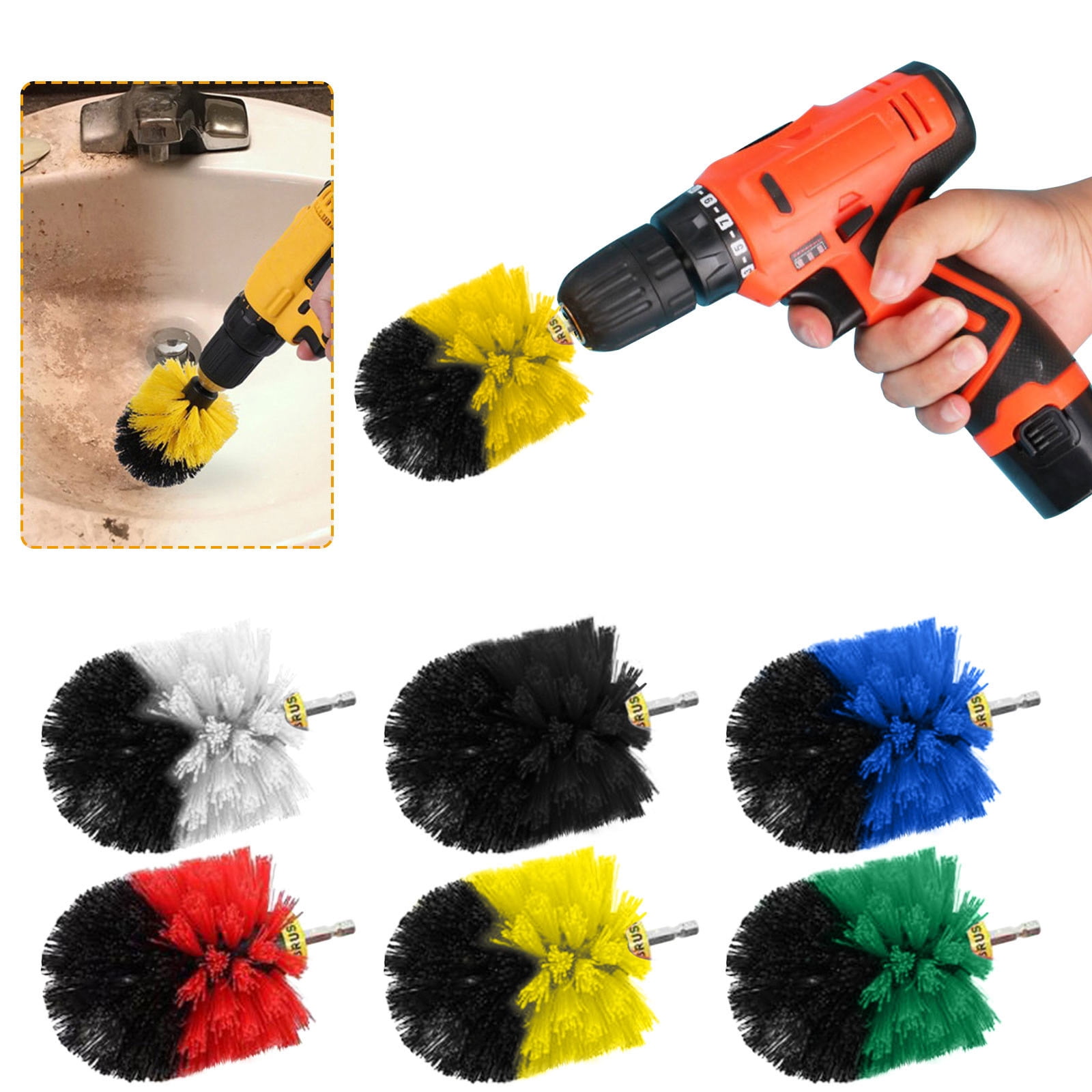 Carpet Tile Sink Drill Brush, Mechanical Plastic Wire Cleaning Set, 3.5 Inches, Heavy-Duty ...