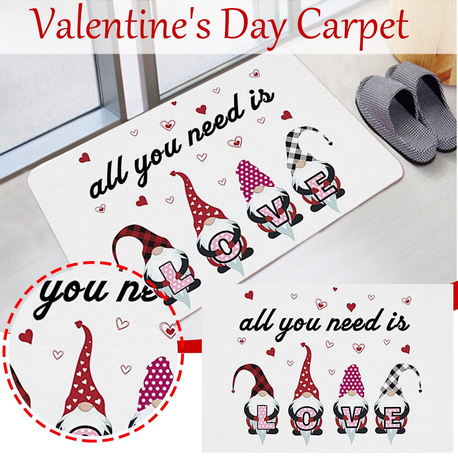Carpet,Valentine's Day Indoor & Outdoor Door Mat Low Profile Resist ...