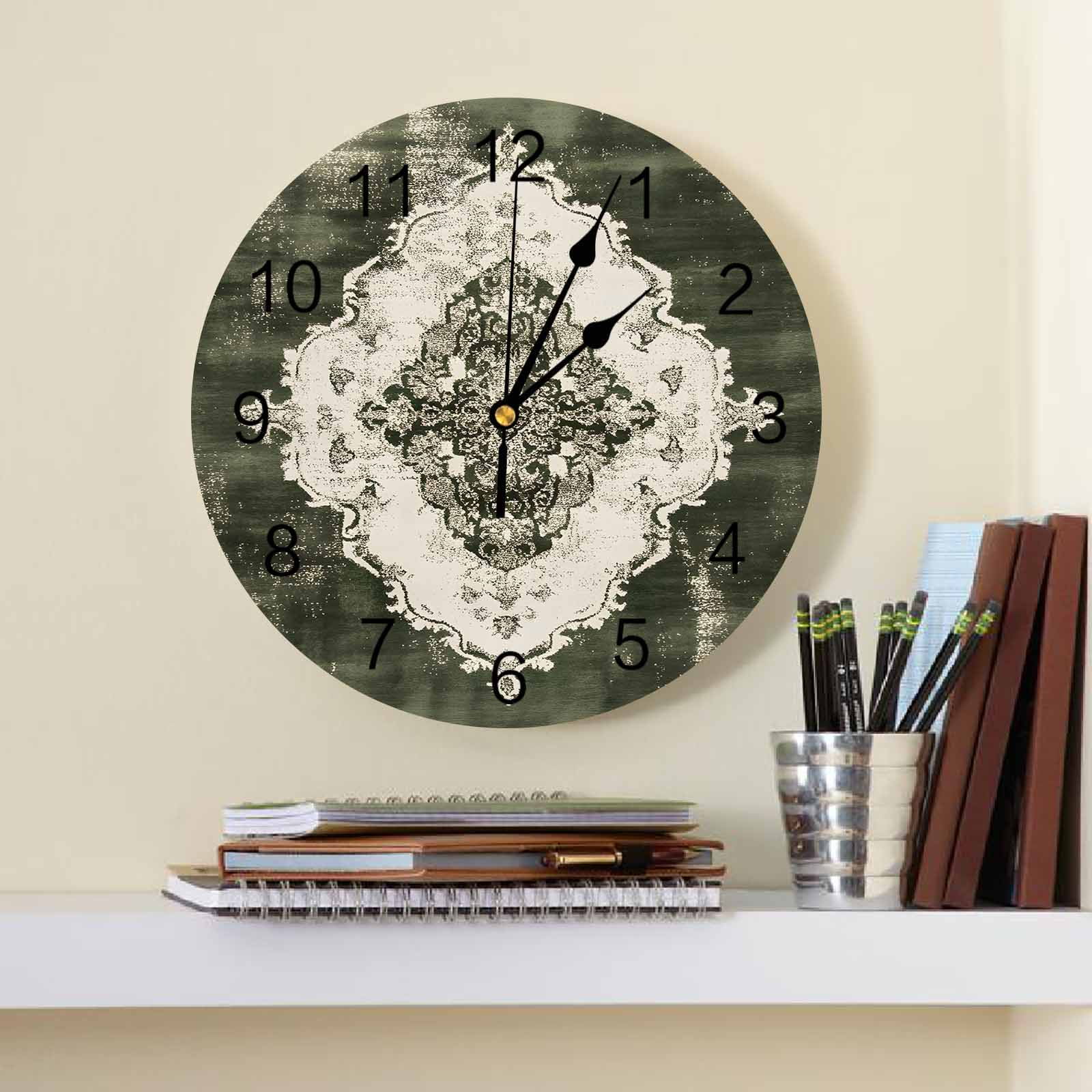 Carpet With Green And White Texture PVC Wall Clock Bedroom ration Wall ...