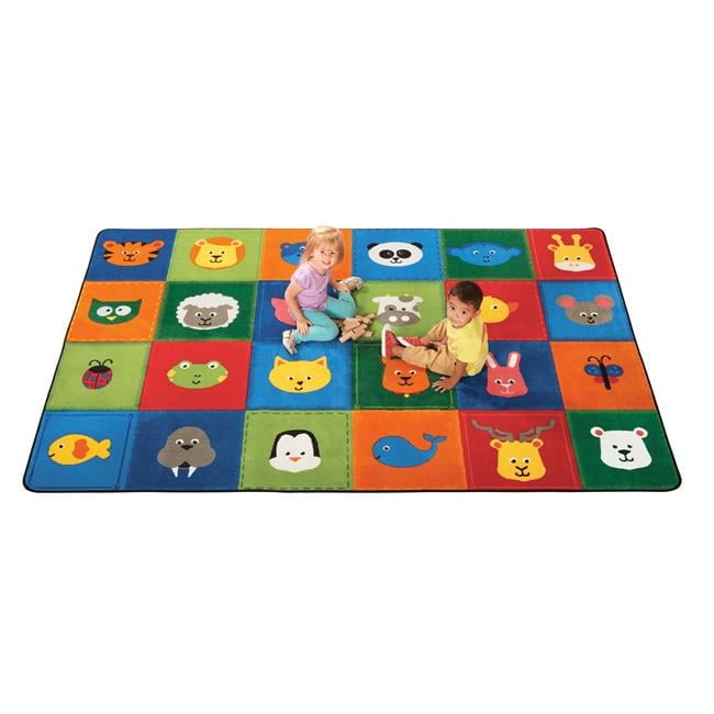 Carpets for Kids 1254 4 x 6 ft. Kidsoft Animal Patchwork Rug - Primary ...