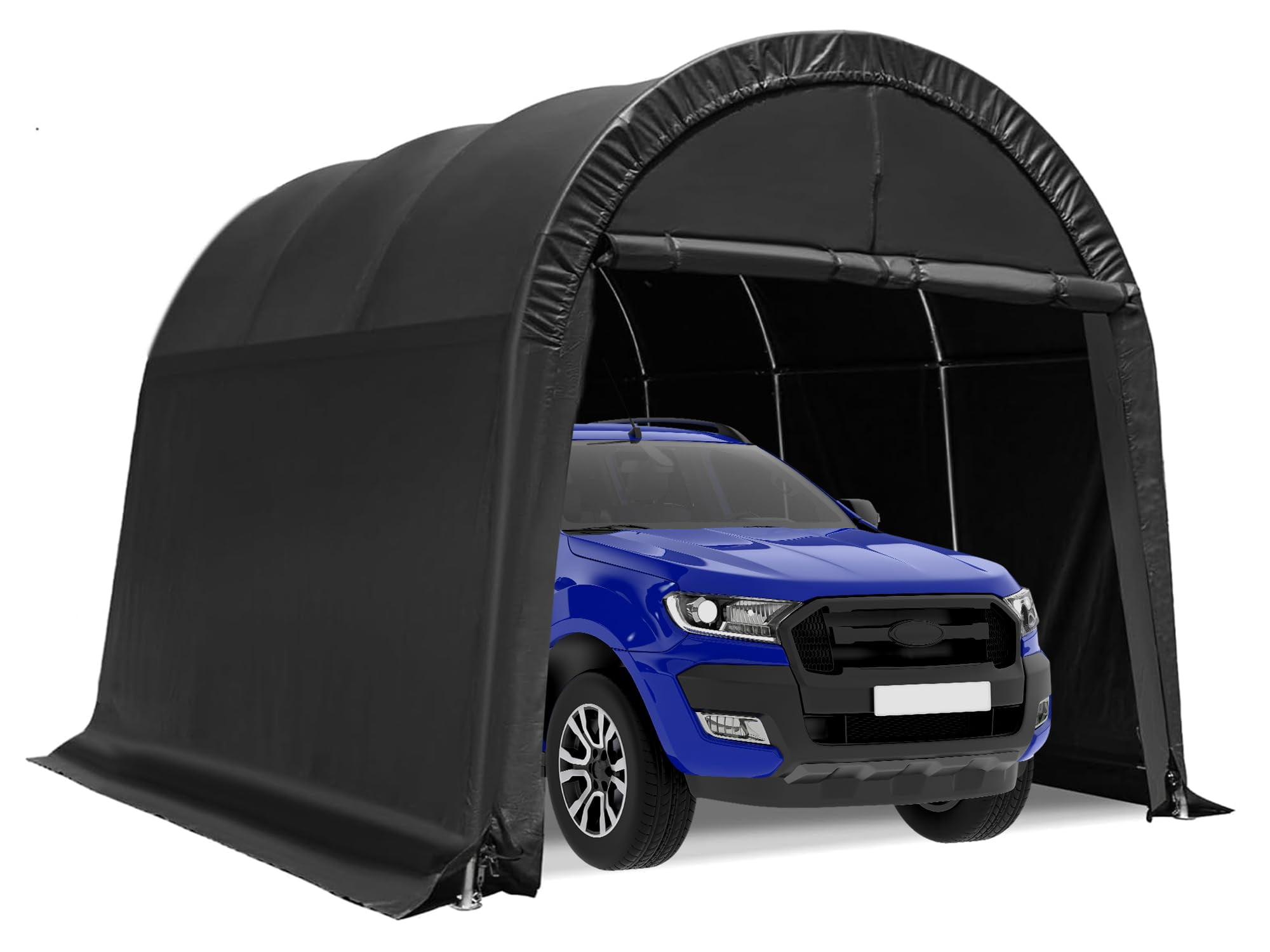 Carport 10 x15 FT Outdoor Storage Shelter, Round Style Roof All-Steel ...