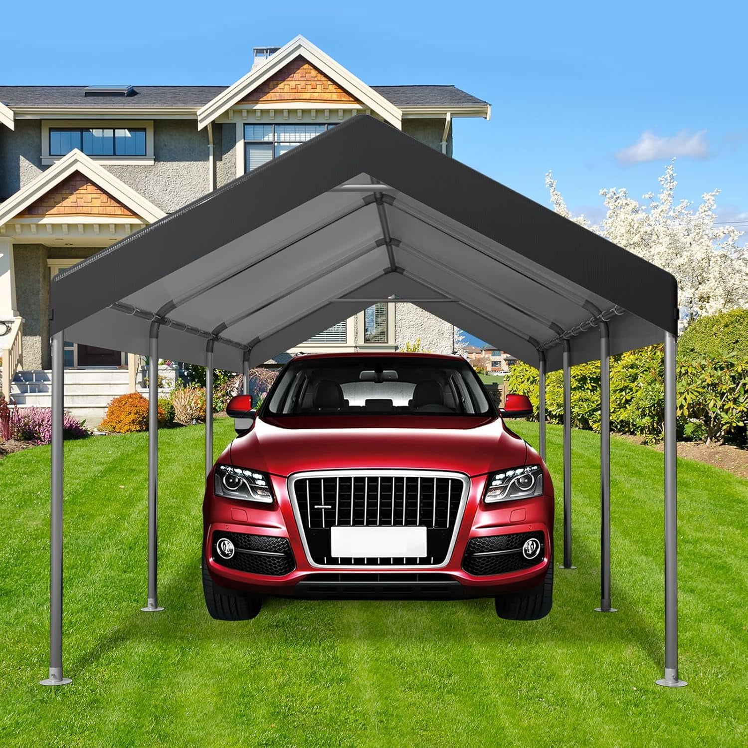 Carport,10x20 ft Heavy Duty Carport with Roll-up Windows,Portable ...