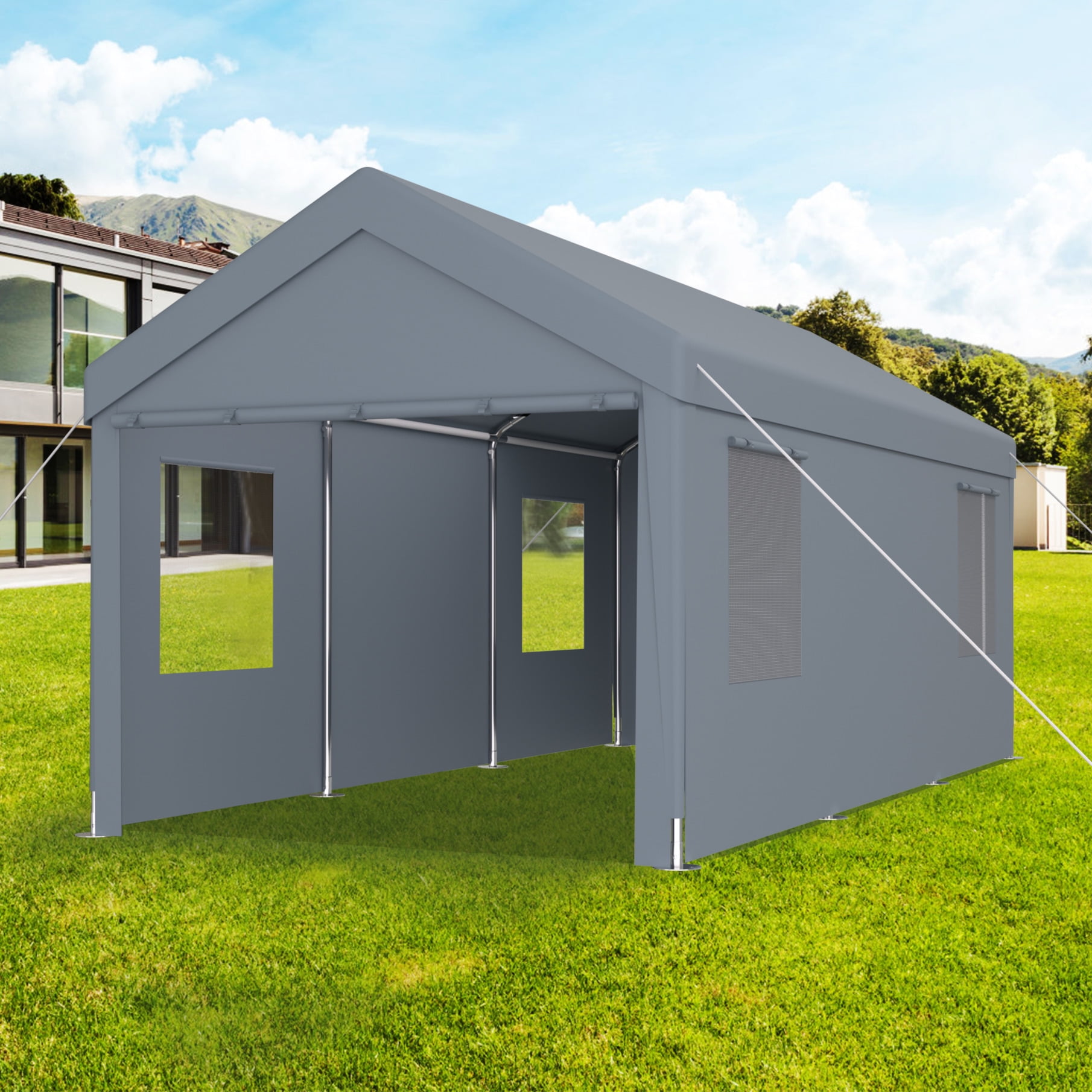 Carport 12x 20 ft Portable Garage,Heavy Duty Car Port Canopy with 4 ...