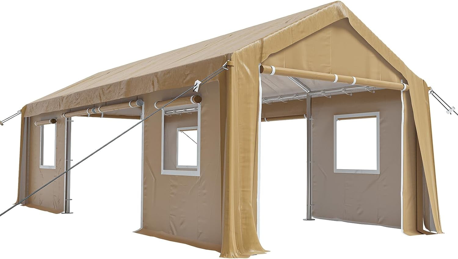 Carport, Portable Assembly Outdoor Heavy Duty Carport, with 4 Roll Up ...