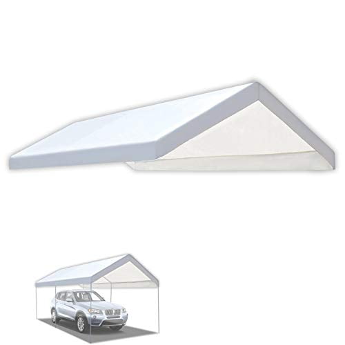 Carport Replacement Top Cover For Garage Shelter With Cable Ties, White ...