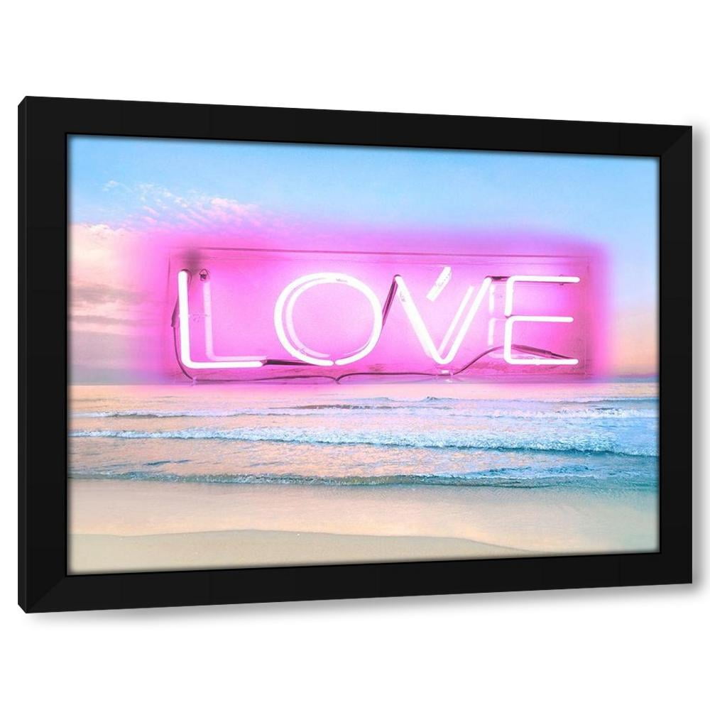 Hailey Carr 14x12 Black Modern Wood Framed Wall Art Titled - Neon Love ...