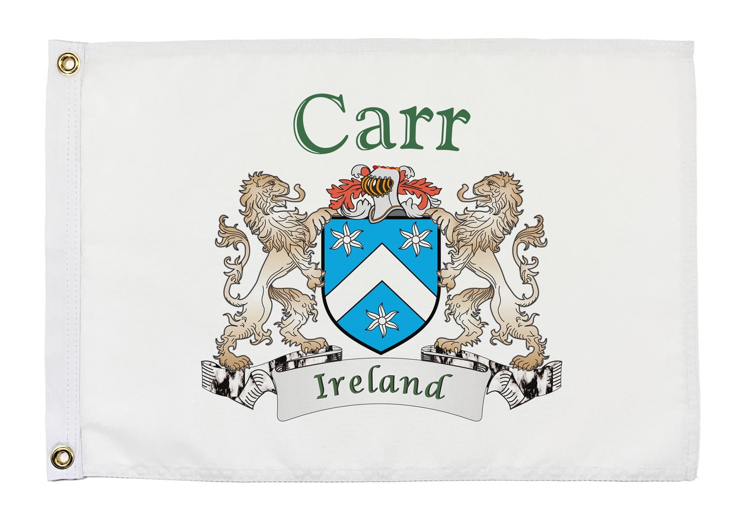 Carr Irish Coat of Arms Small White Flag - 16"x10.5" inches - Walmart.com