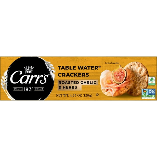 Carr's Roasted Garlic and Herbs Table Water Crackers, Baked Snack ...