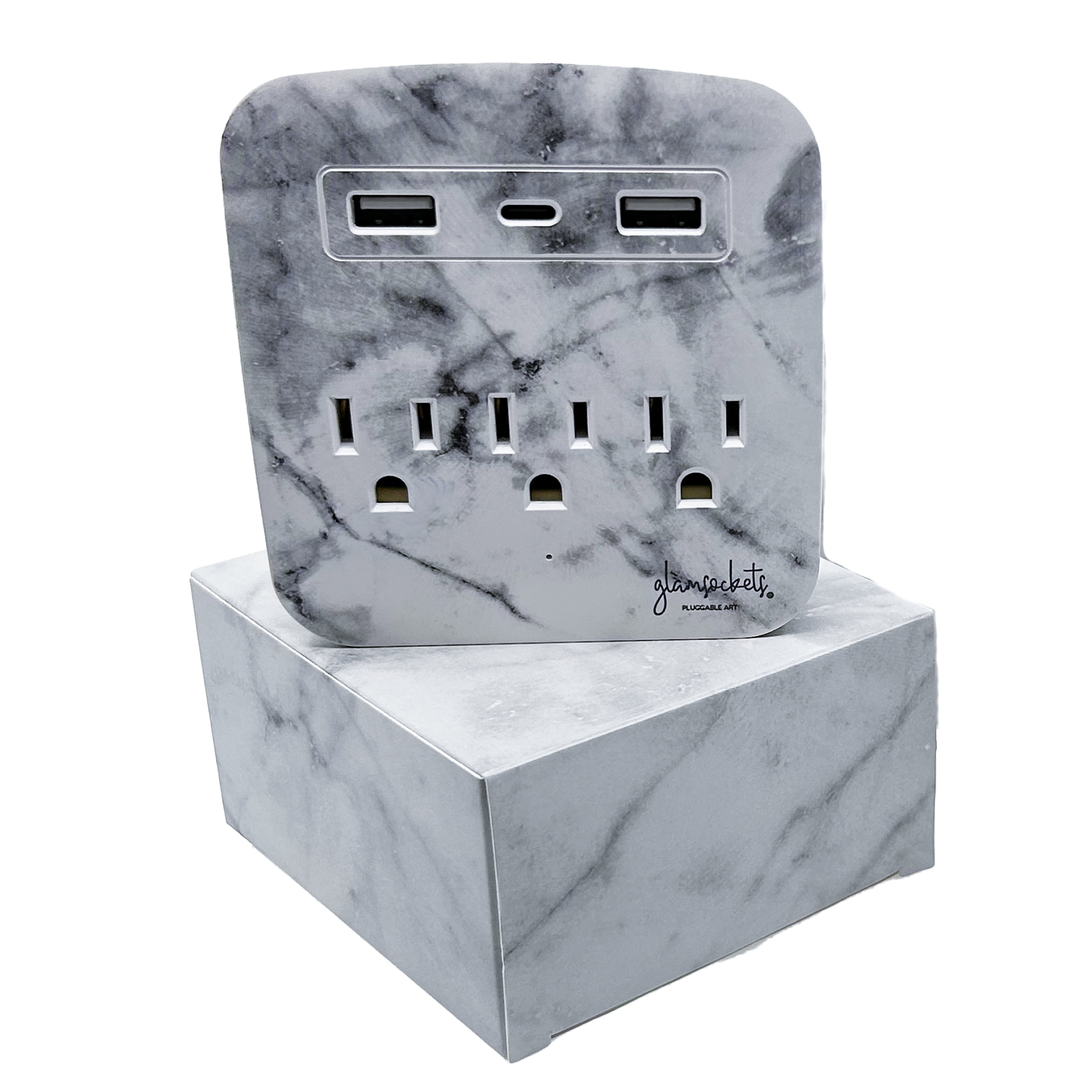 Carrara Marble Glamsockets Surge Protector With Phone Holder ...