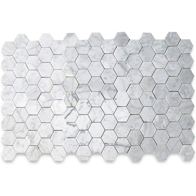Carrara White Marble 3 inch Hexagon Mosaic Tile Honed Kitchen Bath Wall ...