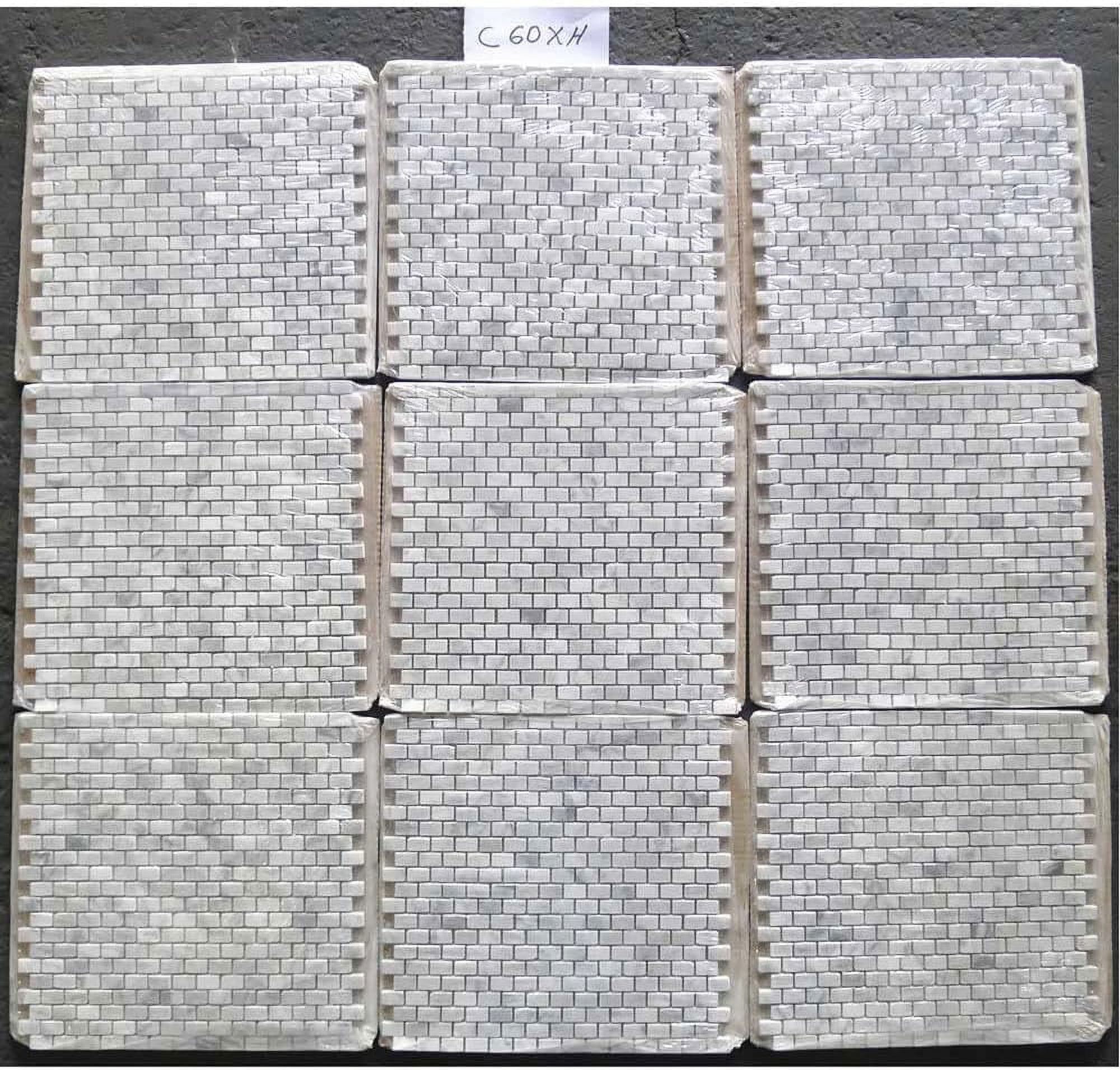 Carrara White Marble 5/8x3/4 Mini Brick Mosaic Tile Honed Kitchen Bath ...