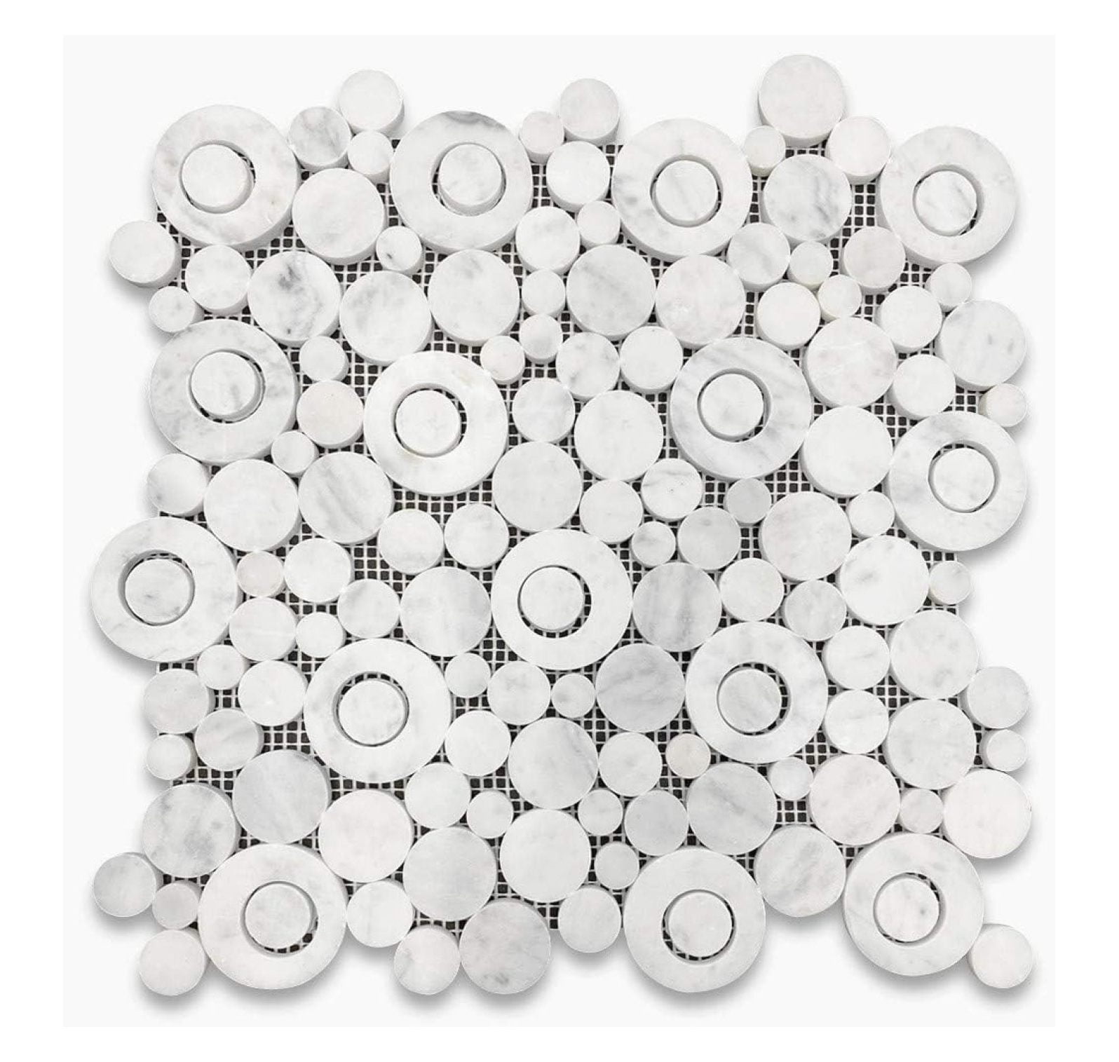 Carrara White Marble Circle Bubble Mosaic Tile Honed Kitchen Bath Wall ...
