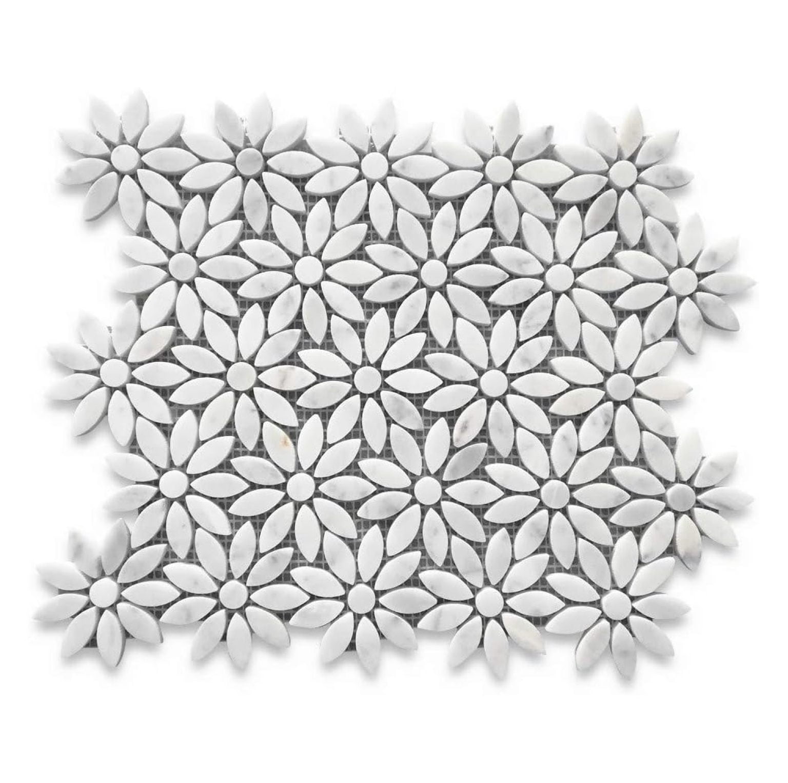 Carrara White Marble Flower Pattern Mosaic Tile Polished Kitchen Bath ...