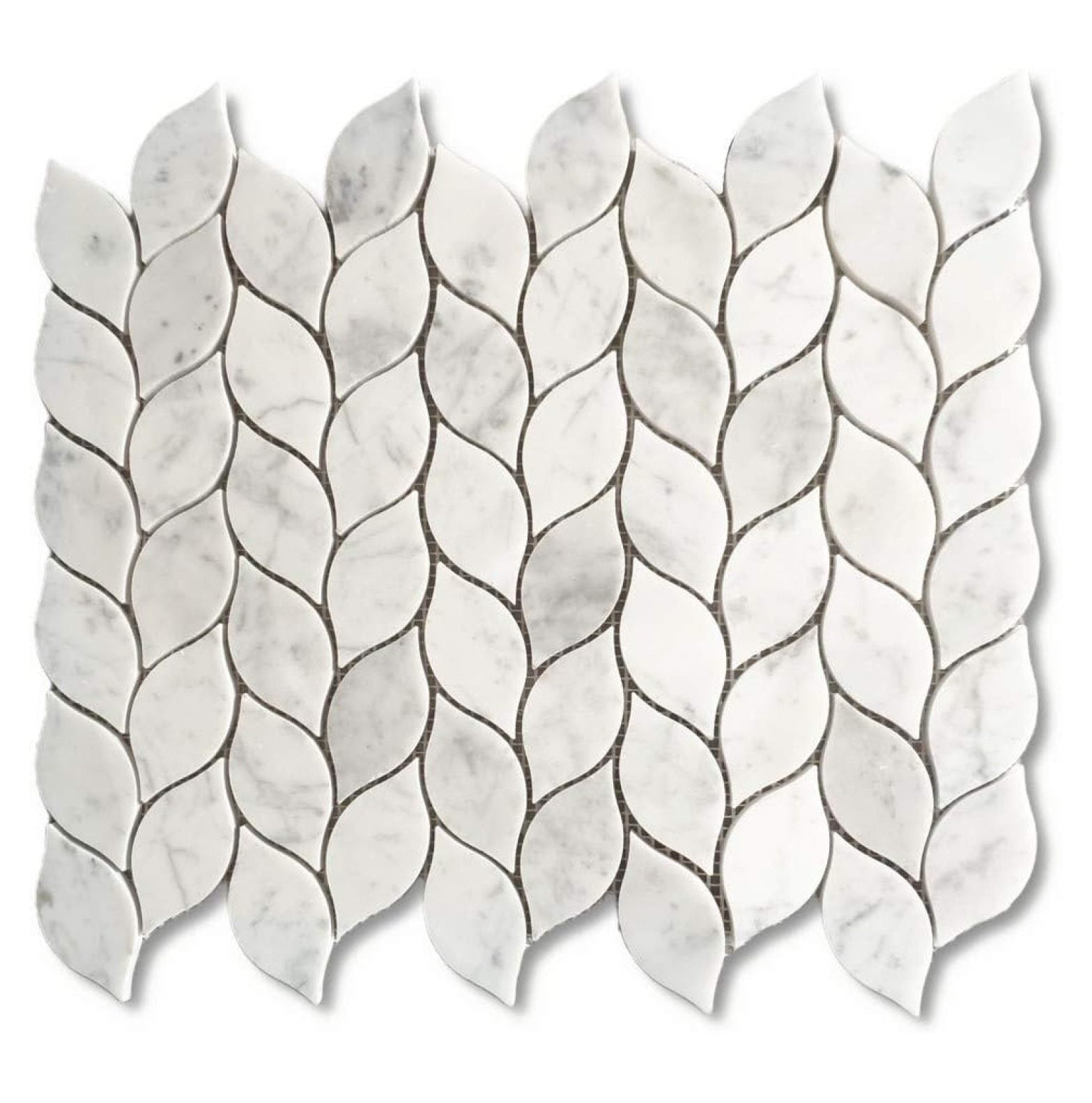 Carrara White Marble Leaf Shape Mini Mosaic Tile Honed Kitchen Bath ...