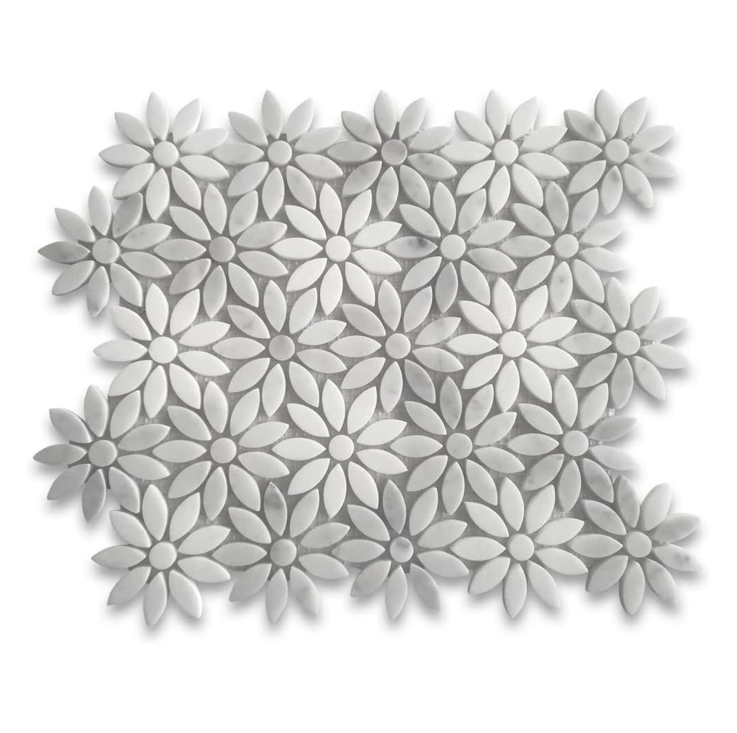 Carrara White Marble Mix Thassos Marble Flower Mosaic Tile Honed for ...