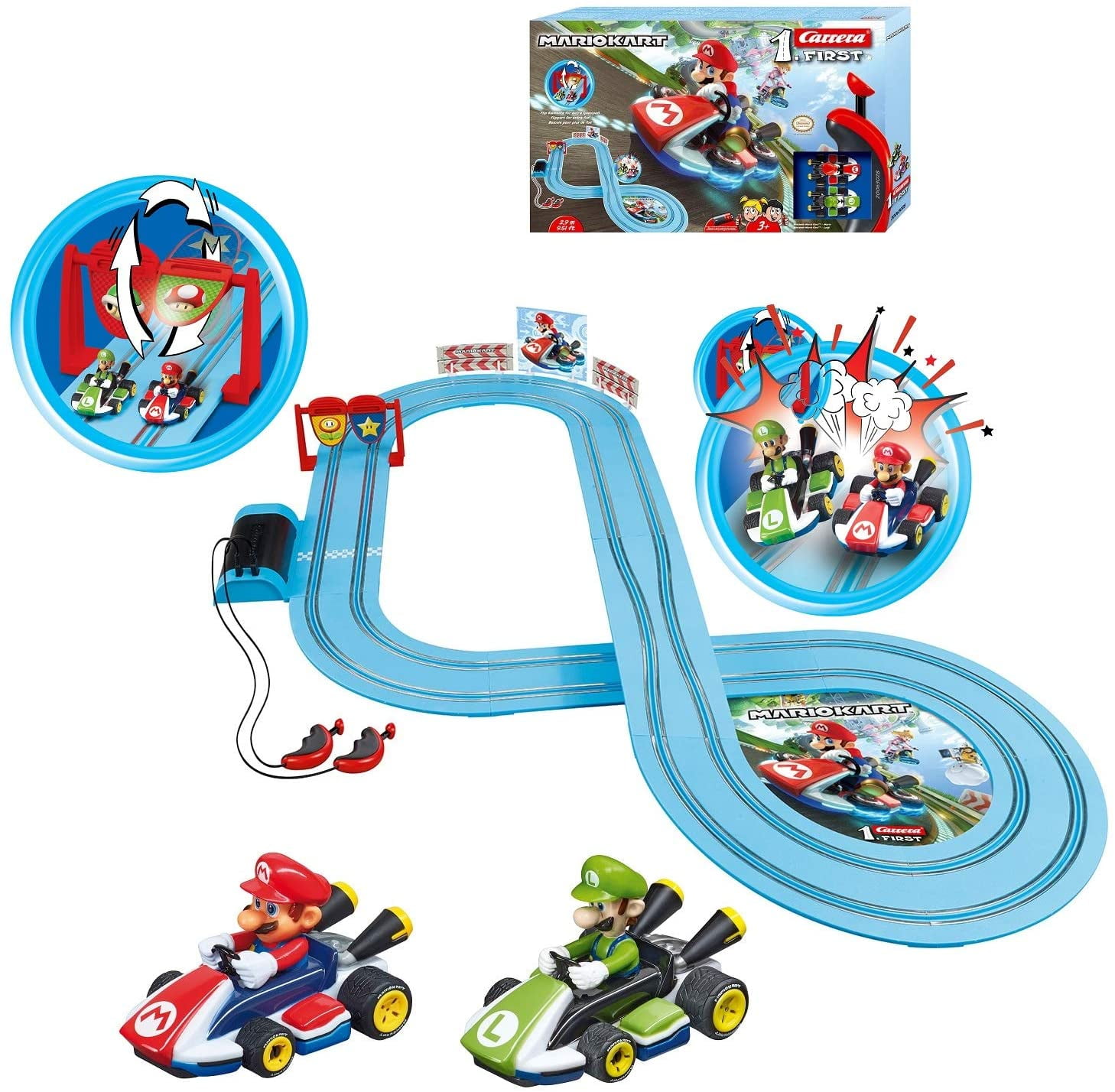 Carrera FIRST Mario Kart Beginner Battery Operated Slot Car Race Track ...