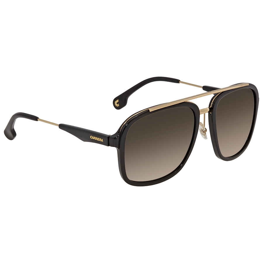 Carrera Plastic Unisex Square Sunglasses Black Gold 57mm Adult ...