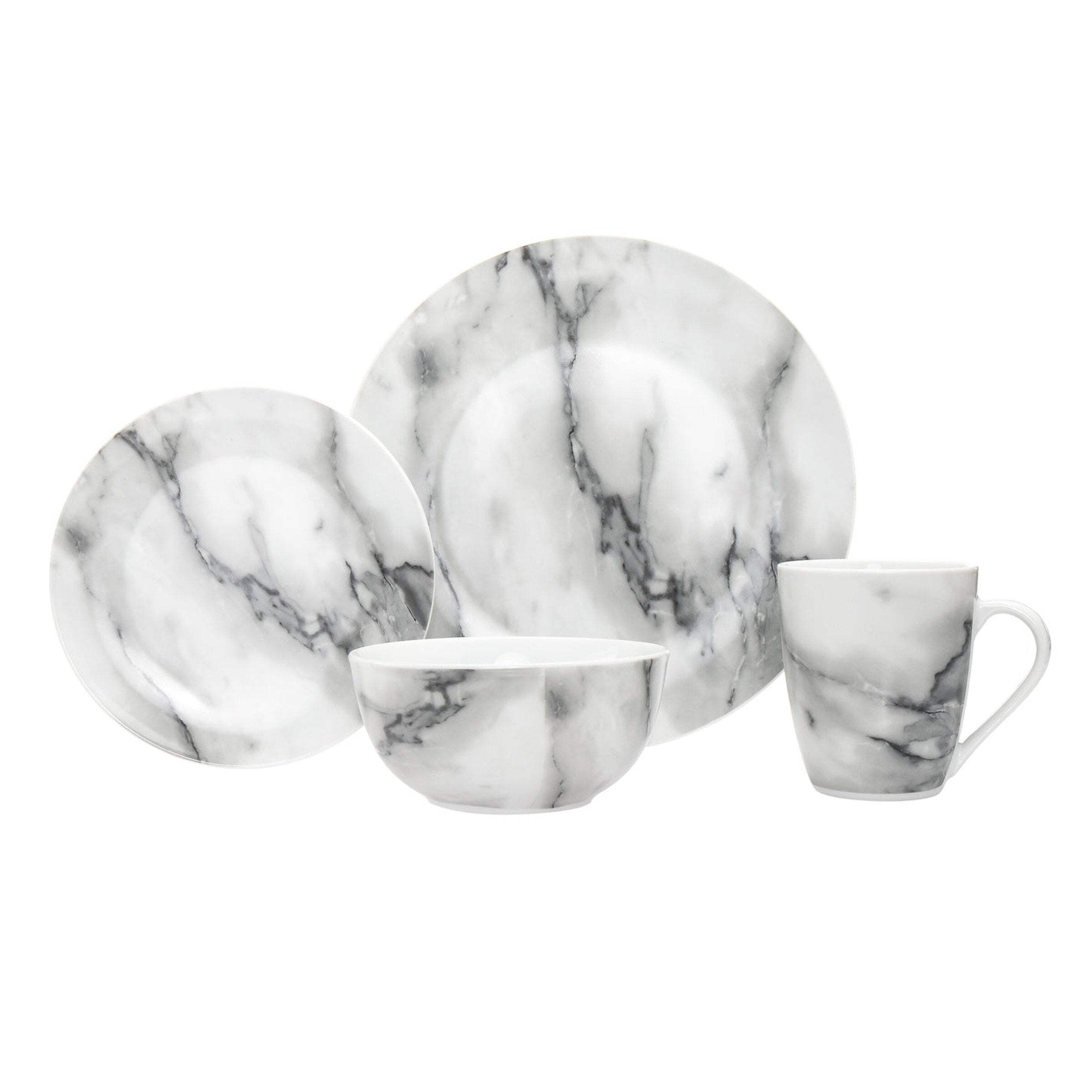 Carrera Porcelain Dinnerware Set, 16 Piece Service for 4, Dishwasher ...