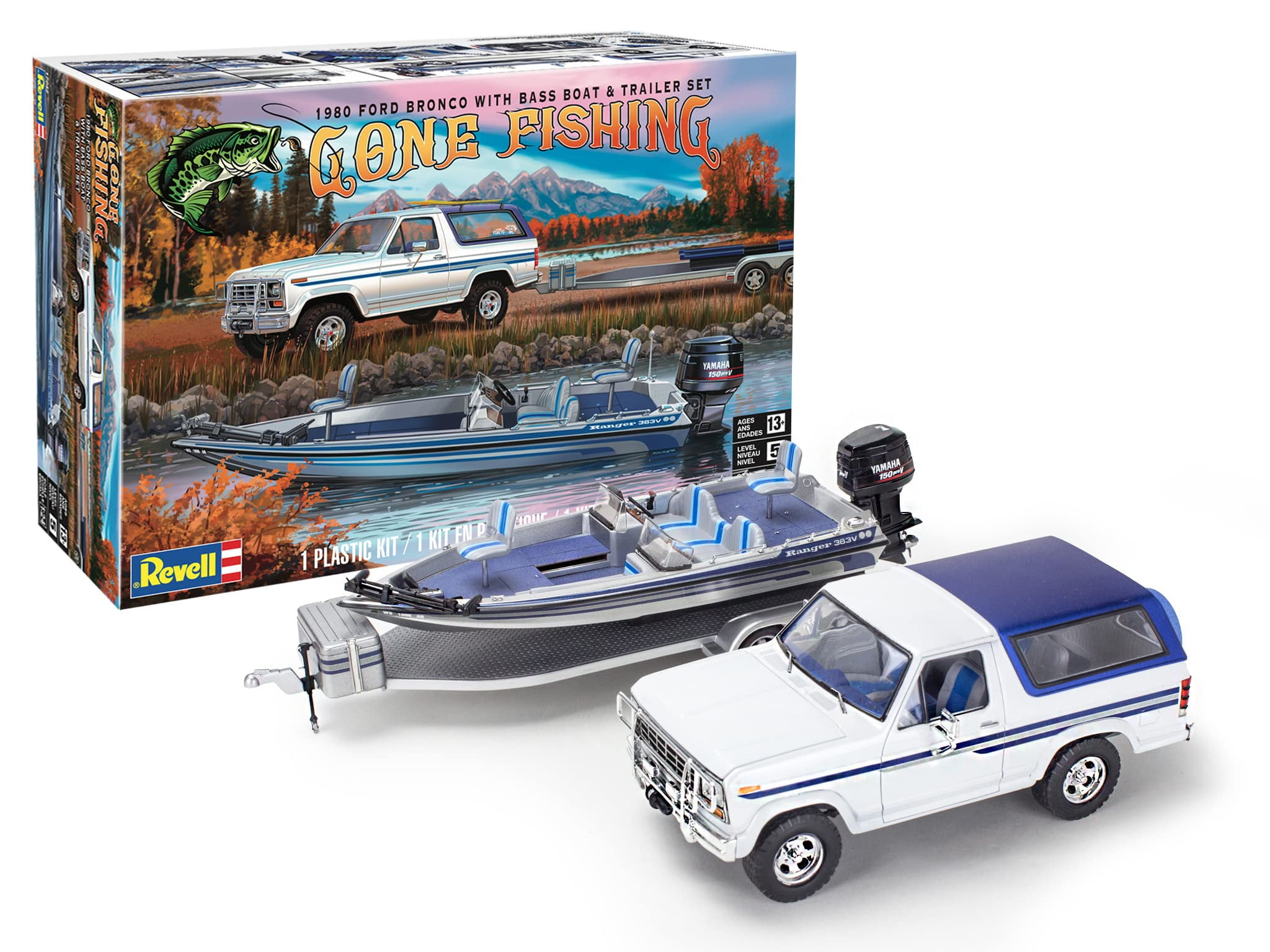 Carrera by Revell 1980 F0rd Bronco with Bass Boat Model Building Kits ...
