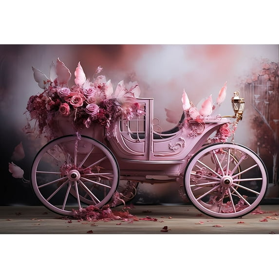 Carriage Flowers Garden Baby Princess Birthday Cake Smash Portrait r ...