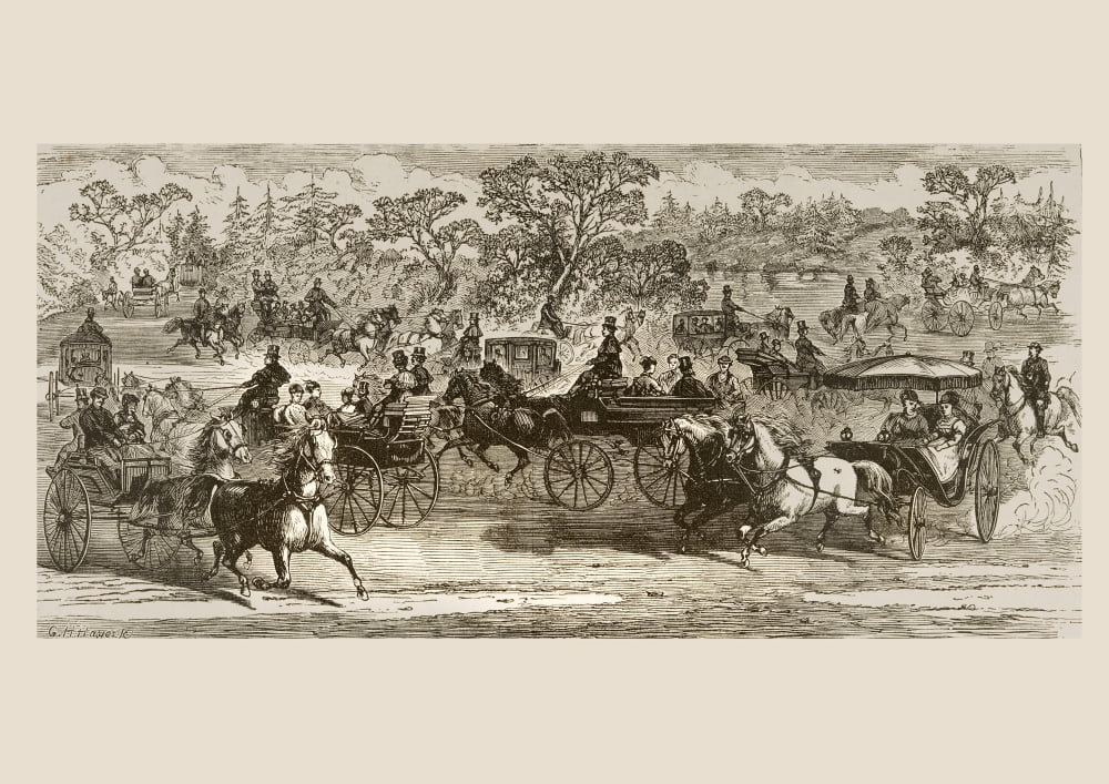 Carriages In Central Park New York In 1870S From American Pictures ...