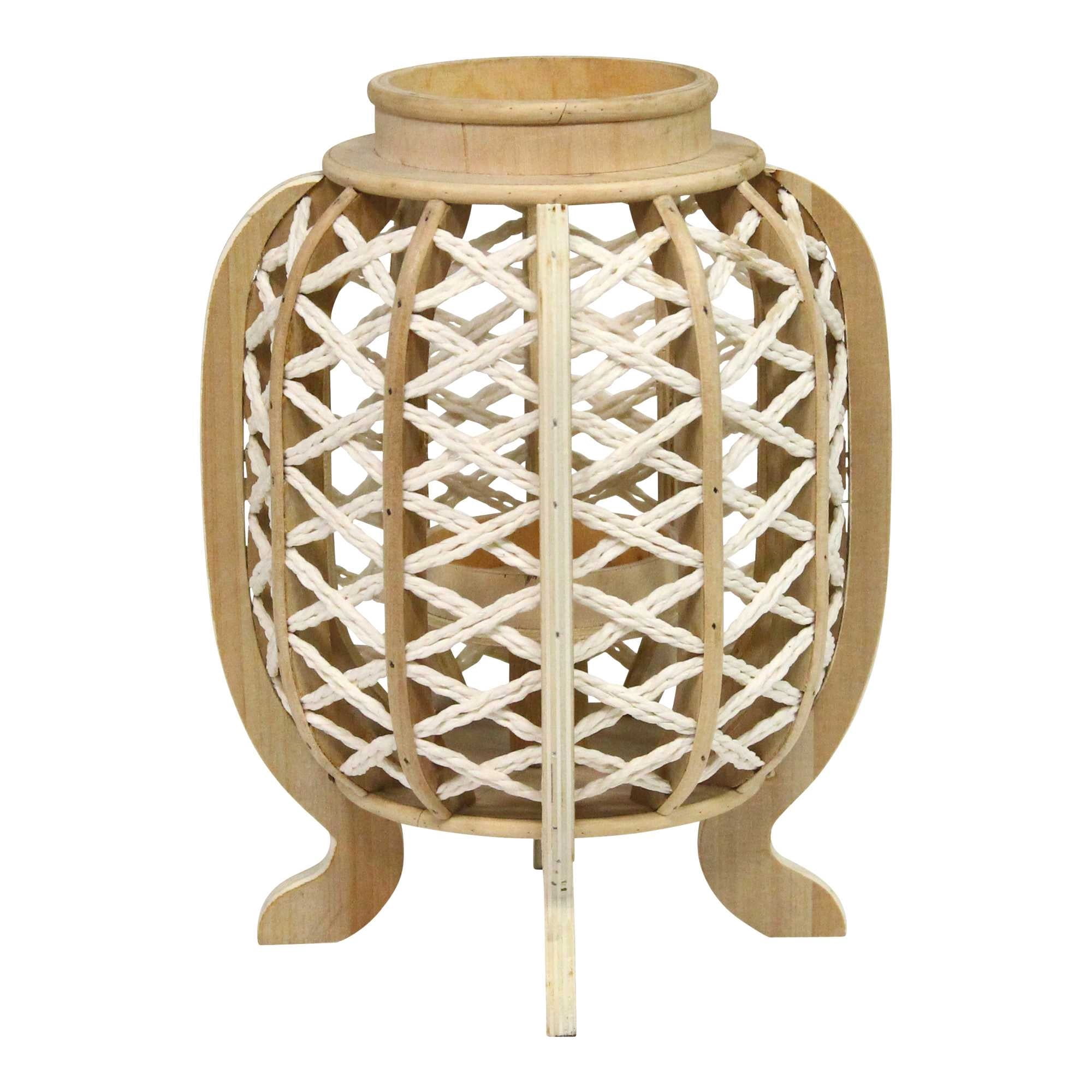 Carribean Style Bamboo and Wood Jute Lantern - Walmart.com