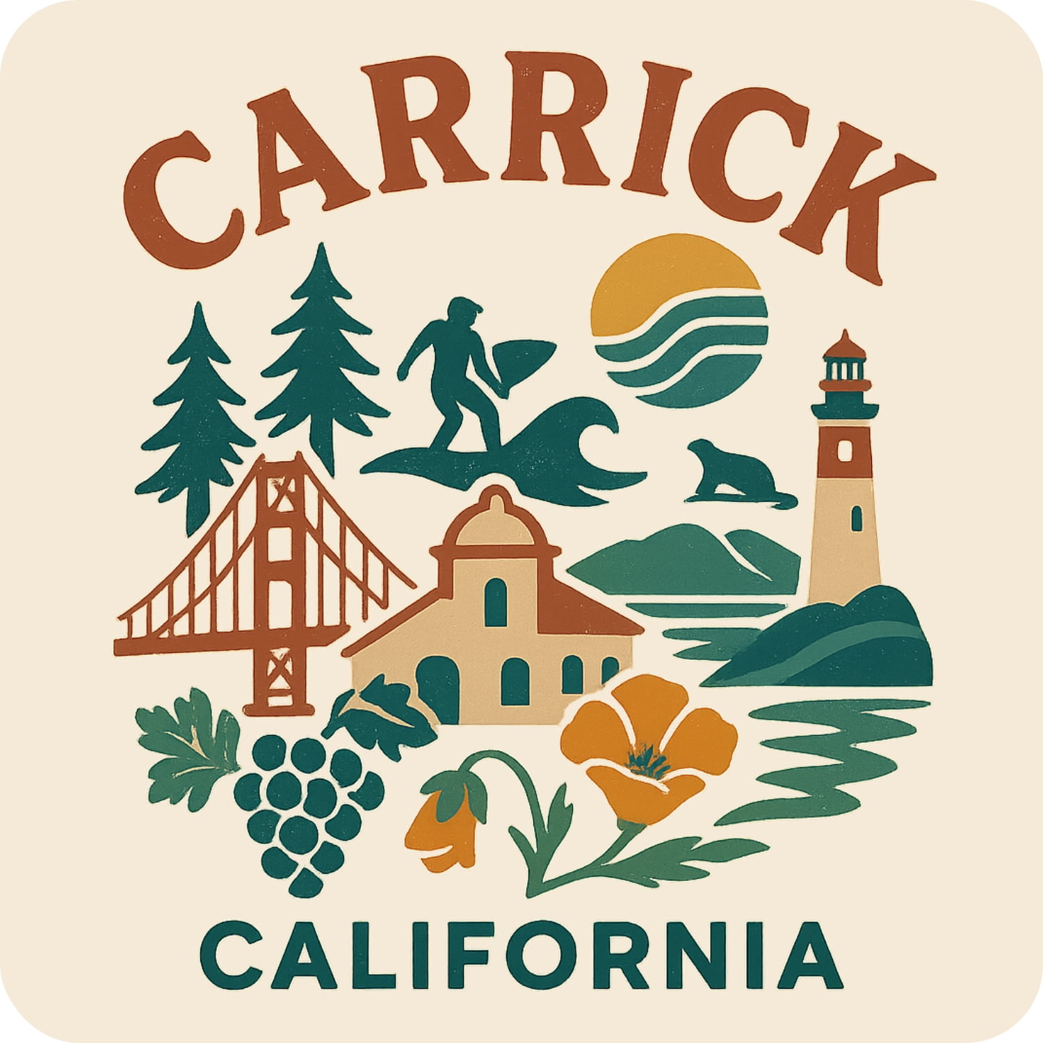 Carrick California Keepsakes Souvenir Vinyl Sticker – Destination ...