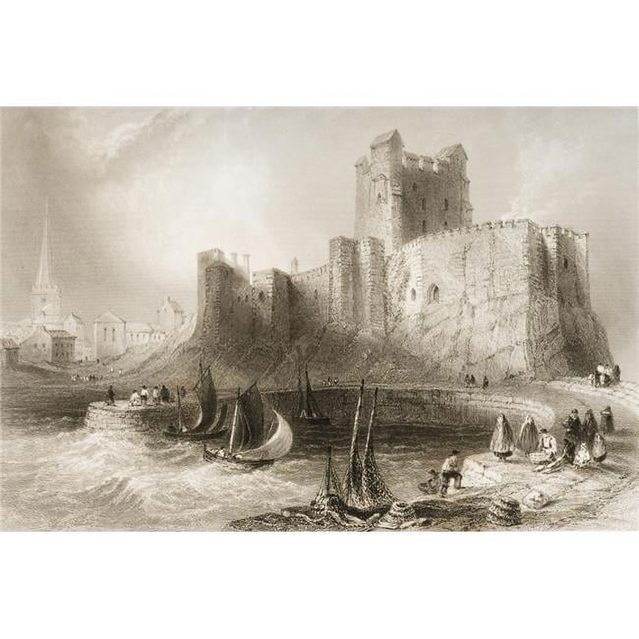 Carrickfergus Castle County Antrim Ireland Drawn by Whbartlett Engraved ...