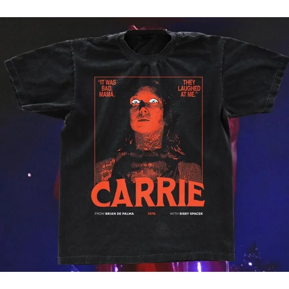 Carrie movie 1976 t-shirt, retro horror movie teeshirt, classic black ...