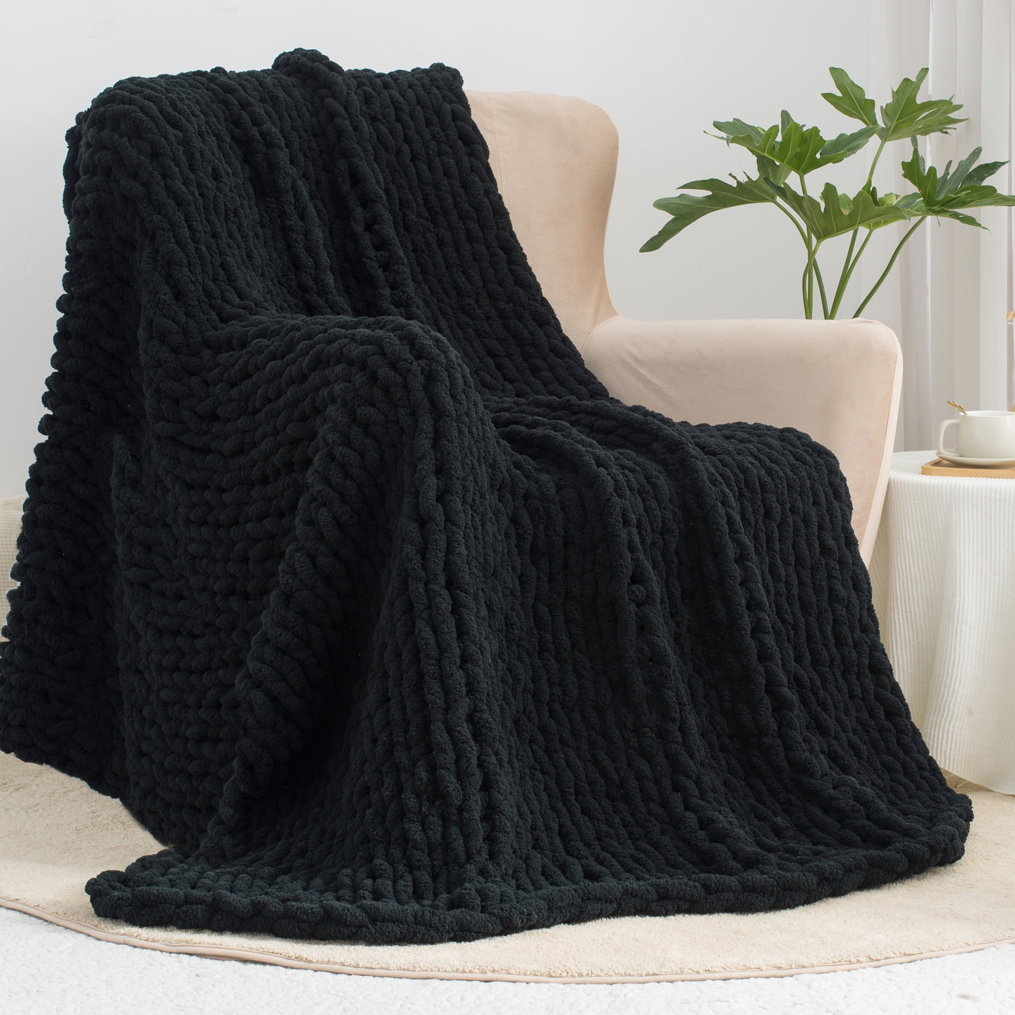 Carriediosa Chunky Knit Throw Blanket Handmade Soft Throws for Couch ...