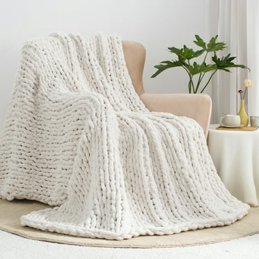 Comfort Canopy - Cozy Bed Throw Blanket, Gray Chunky Soft Acrylic Hand ...