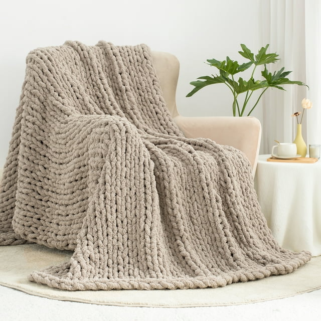 Carriediosa Chunky Knit Throw Blanket Handmade Soft Throws for Couch ...