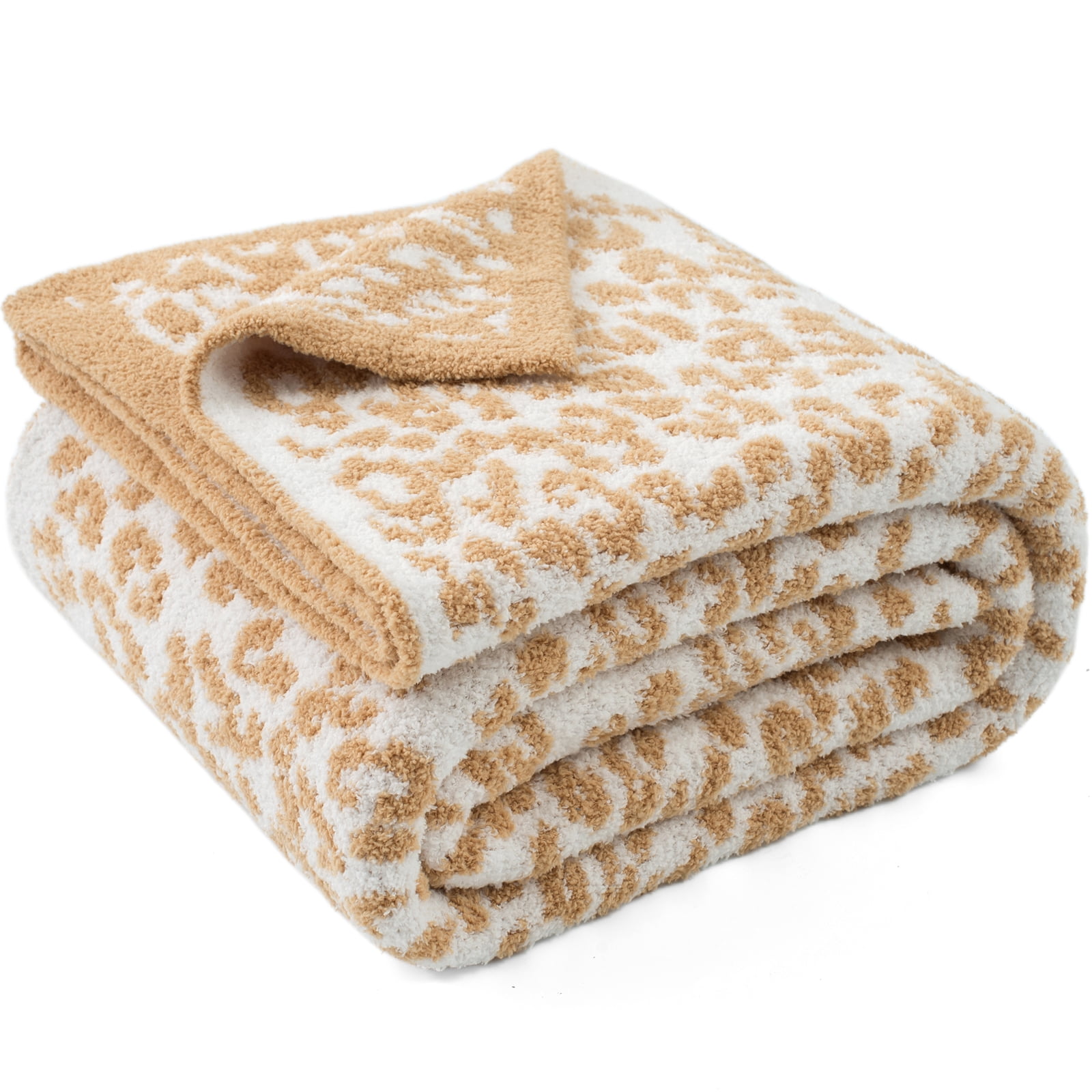 Carriediosa Khaki Leopard Throw Blanket 50" x 60", Fuzzy Fluffy Throws ...